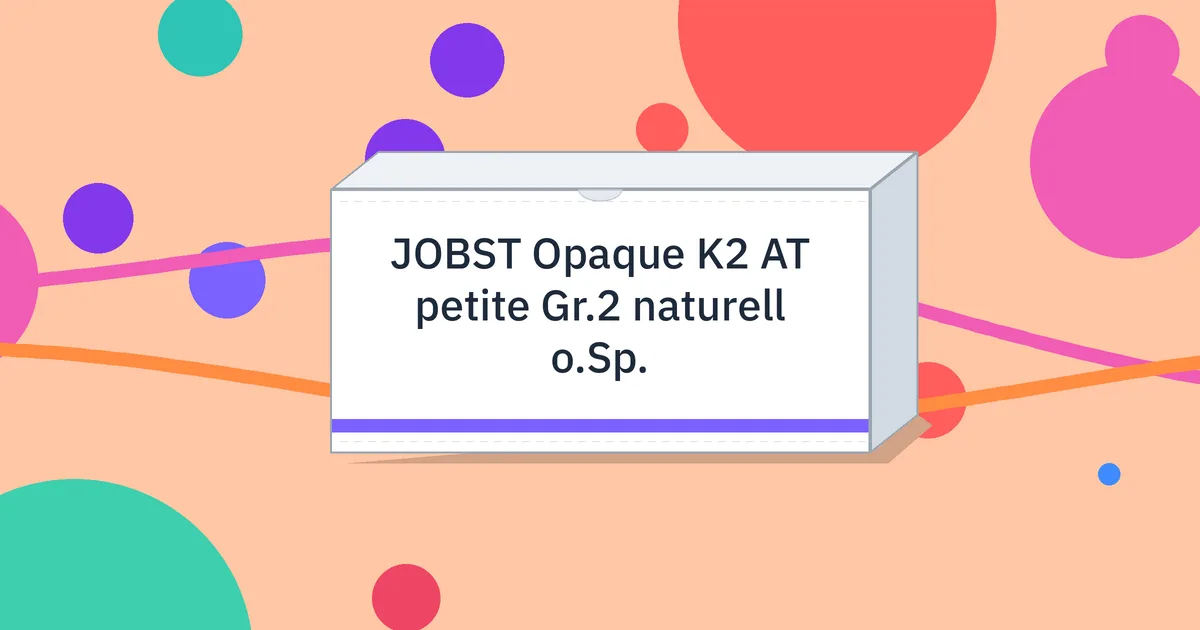 Symbolbild: Packung mit der Aufschrift JOBST Opaque K2 AT petite Gr.2 naturell o.Sp. (PZN 10724360) – Verfügbarkeit und Bezug in Apotheken in Frankfurt am Main