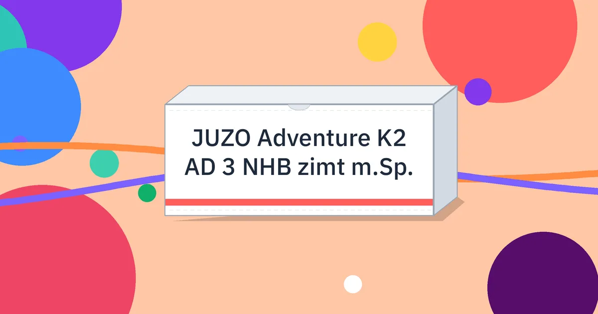 Symbolbild: Packung mit der Aufschrift JUZO Adventure K2 AD 3 NHB zimt m.Sp. (PZN 16494139) – Verfügbarkeit und Bezug in Apotheken in Frankfurt am Main