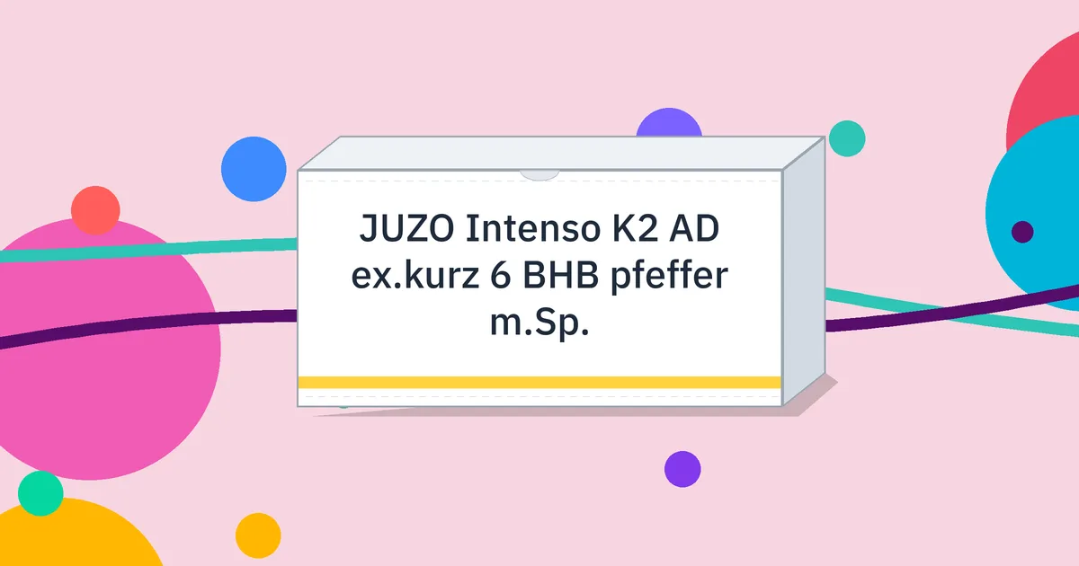 Symbolbild: Packung mit der Aufschrift JUZO Intenso K2 AD ex.kurz 6 BHB pfeffer m.Sp. (PZN 18614955) – Verfügbarkeit und Bezug in Apotheken in Frankfurt am Main
