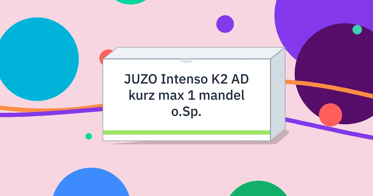 Symbolbild: Packung mit der Aufschrift JUZO Intenso K2 AD kurz max 1 mandel o.Sp. (PZN 18619295) – Verfügbarkeit und Bezug in Apotheken in Frankfurt am Main