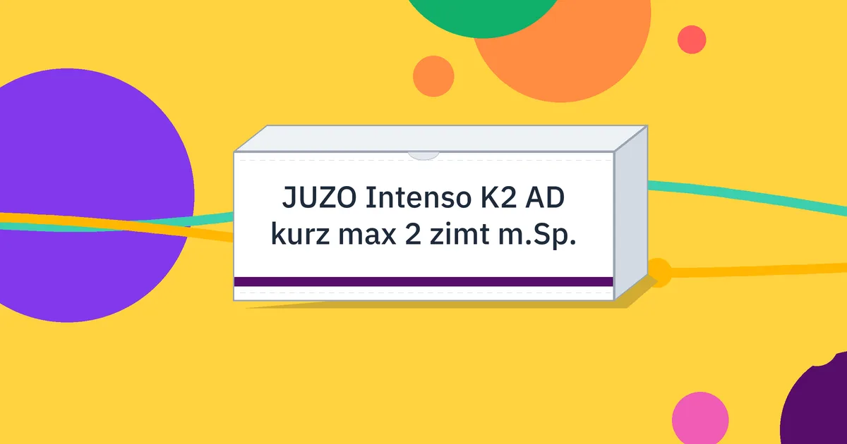 Symbolbild: Packung mit der Aufschrift JUZO Intenso K2 AD kurz max 2 zimt m.Sp. (PZN 18608535) – Verfügbarkeit und Bezug in Apotheken in Frankfurt am Main