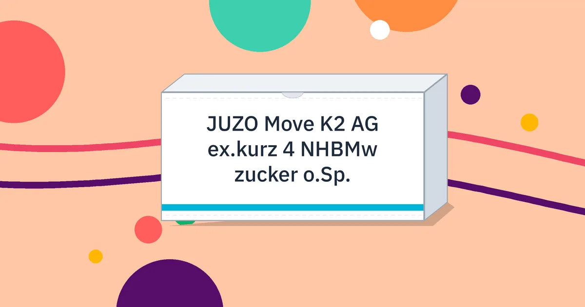 Symbolbild: Packung mit der Aufschrift JUZO Move K2 AG ex.kurz 4 NHBMw zucker o.Sp. (PZN 18533369) – Verfügbarkeit und Bezug in Apotheken in Frankfurt am Main
