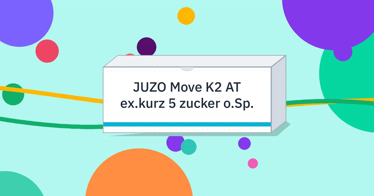 Symbolbild: Packung mit der Aufschrift JUZO Move K2 AT ex.kurz 5 zucker o.Sp. (PZN 20672109) – Verfügbarkeit und Bezug in Apotheken in Frankfurt am Main