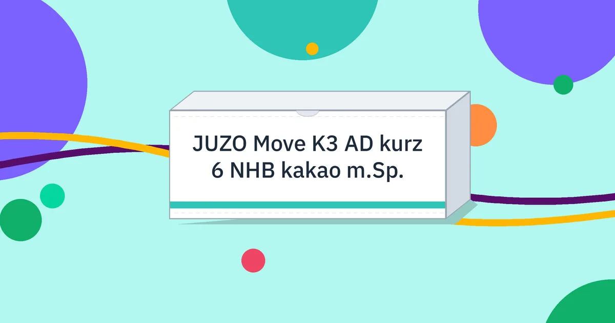 Symbolbild: Packung mit der Aufschrift JUZO Move K3 AD kurz 6 NHB kakao m.Sp. (PZN 18572211) – Verfügbarkeit und Bezug in Apotheken in Frankfurt am Main