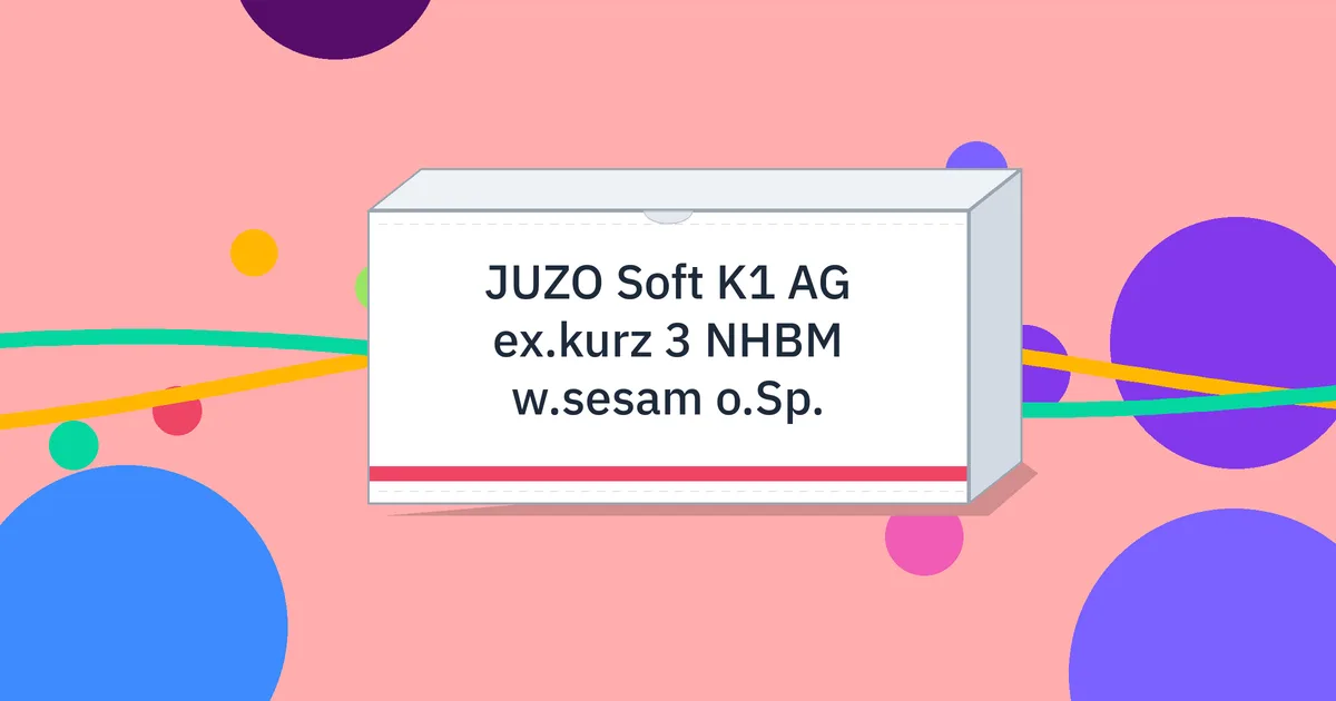 Symbolbild: Packung mit der Aufschrift JUZO Soft K1 AG ex.kurz 3 NHBM w.sesam o.Sp. (PZN 15000709) – Verfügbarkeit und Bezug in Apotheken in Frankfurt am Main