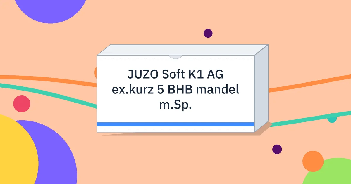 Symbolbild: Packung mit der Aufschrift JUZO Soft K1 AG ex.kurz 5 BHB mandel m.Sp. (PZN 14823722) – Verfügbarkeit und Bezug in Apotheken in Frankfurt am Main