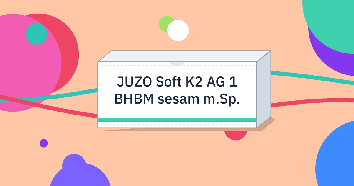 Symbolbild: Packung mit der Aufschrift JUZO Soft K2 AG 1 BHBM sesam m.Sp. (PZN 14858867) – Verfügbarkeit und Bezug in Apotheken in Frankfurt am Main