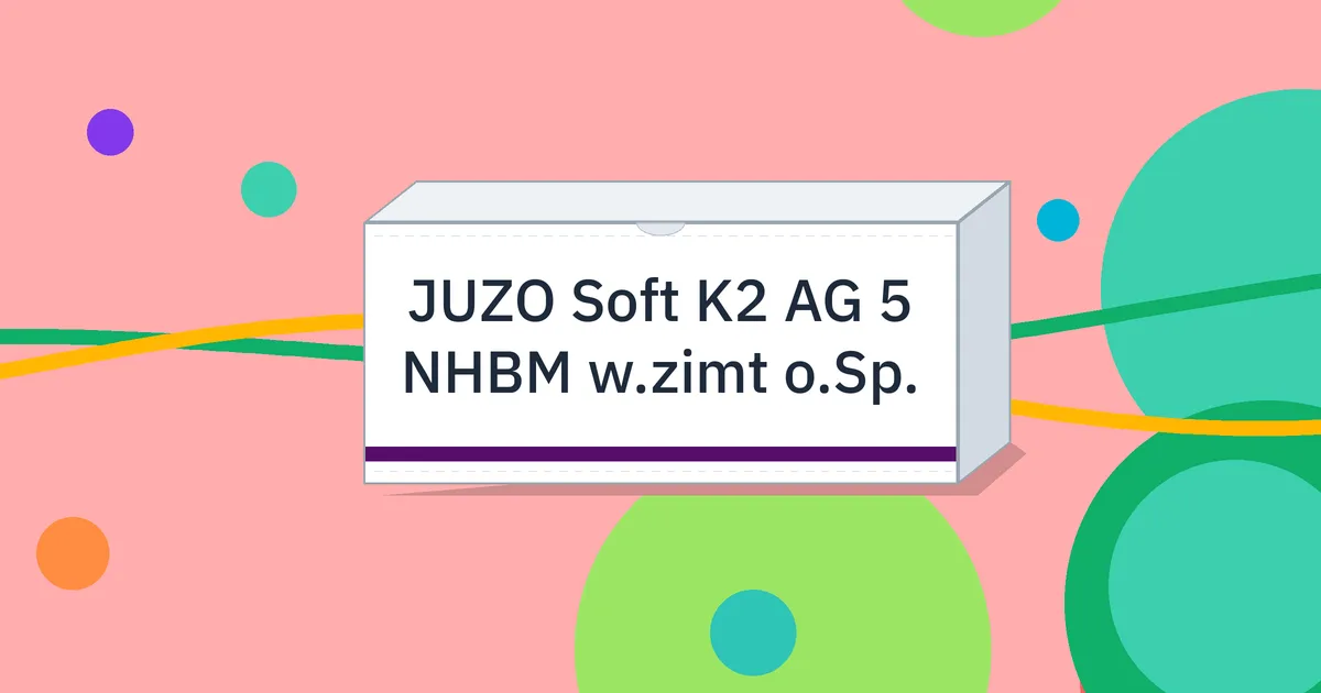 Symbolbild: Packung mit der Aufschrift JUZO Soft K2 AG 5 NHBM w.zimt o.Sp. (PZN 14997422) – Verfügbarkeit und Bezug in Apotheken in Frankfurt am Main