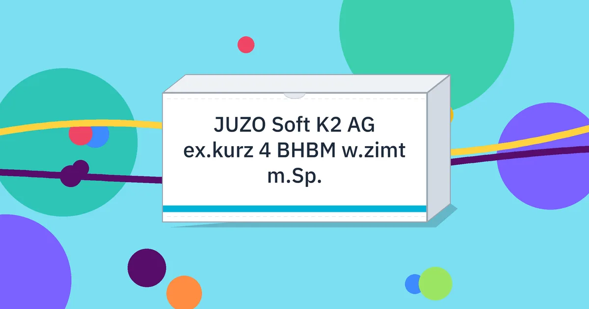 Symbolbild: Packung mit der Aufschrift JUZO Soft K2 AG ex.kurz 4 BHBM w.zimt m.Sp. (PZN 14868050) – Verfügbarkeit und Bezug in Apotheken in Frankfurt am Main