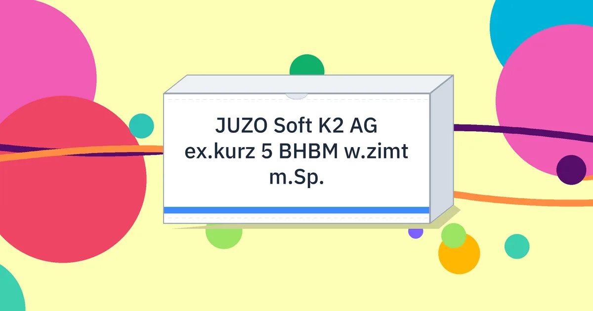 Symbolbild: Packung mit der Aufschrift JUZO Soft K2 AG ex.kurz 5 BHBM w.zimt m.Sp. (PZN 14868067) – Verfügbarkeit und Bezug in Apotheken in Frankfurt am Main