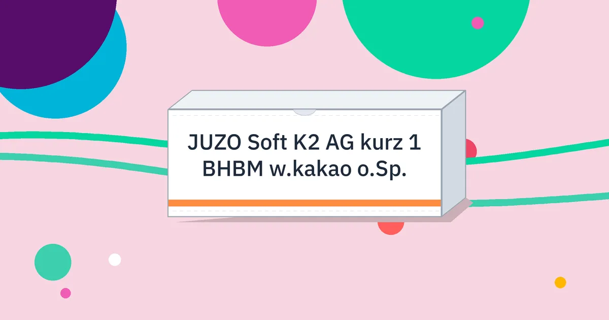 Symbolbild: Packung mit der Aufschrift JUZO Soft K2 AG kurz 1 BHBM w.kakao o.Sp. (PZN 14869782) – Verfügbarkeit und Bezug in Apotheken in Frankfurt am Main