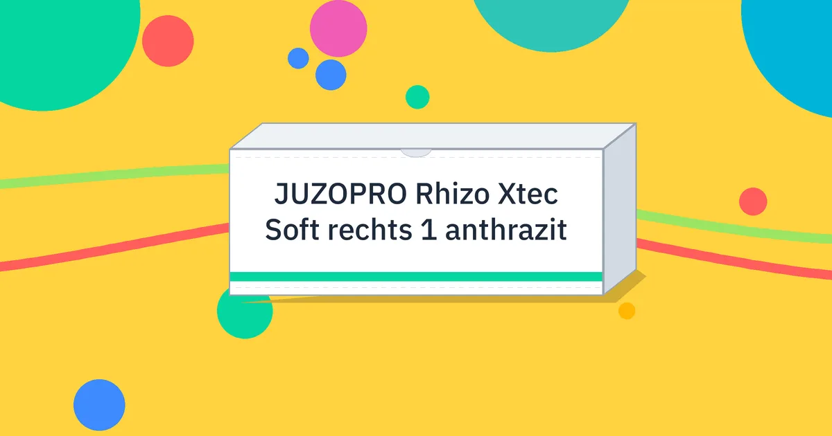 Symbolbild: Packung mit der Aufschrift JUZOPRO Rhizo Xtec Soft rechts 1 anthrazit (PZN 16766342) – Verfügbarkeit und Bezug in Apotheken in Frankfurt am Main