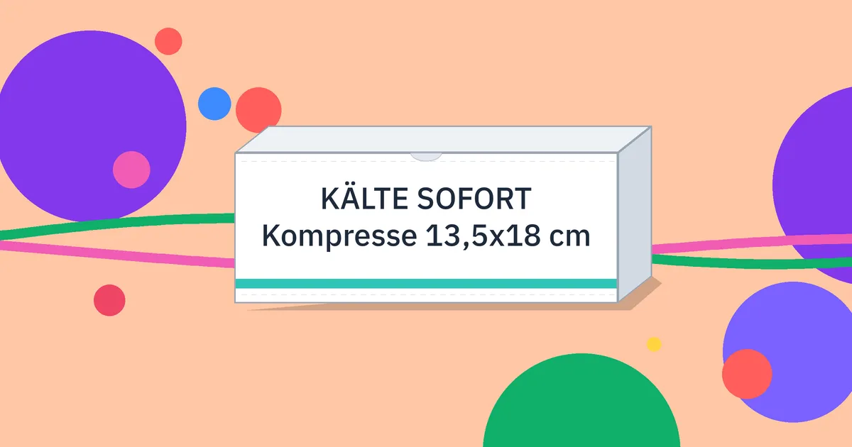 Symbolbild: Packung mit der Aufschrift KÄLTE SOFORT Kompresse 13,5x18 cm (PZN 11478897) – Verfügbarkeit und Bezug in Apotheken in Frankfurt am Main