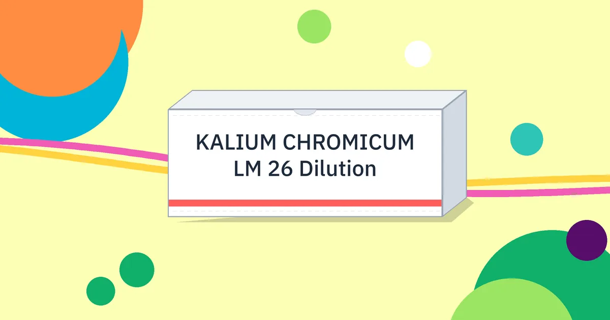 Symbolbild: Packung mit der Aufschrift KALIUM CHROMICUM LM 26 Dilution (PZN 12919381) – Verfügbarkeit und Bezug in Apotheken in Frankfurt am Main