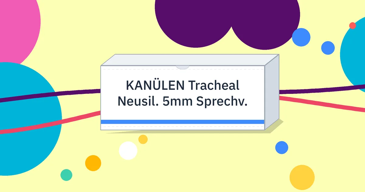 Symbolbild: Packung mit der Aufschrift KANÜLEN Tracheal Neusil. 5mm Sprechv. (PZN 01965739) – Verfügbarkeit und Bezug in Apotheken in Frankfurt am Main