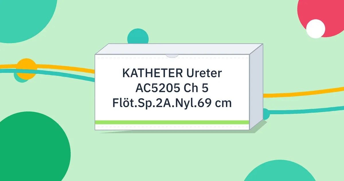Symbolbild: Packung mit der Aufschrift KATHETER Ureter AC5205 Ch 5 Flöt.Sp.2A.Nyl.69 cm (PZN 01588314) – Verfügbarkeit und Bezug in Apotheken in Frankfurt am Main