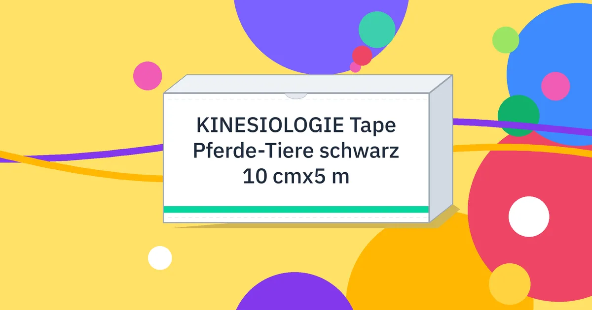 Symbolbild: Packung mit der Aufschrift KINESIOLOGIE Tape Pferde-Tiere schwarz 10 cmx5 m (PZN 16152657) – Verfügbarkeit und Bezug in Apotheken in Frankfurt am Main