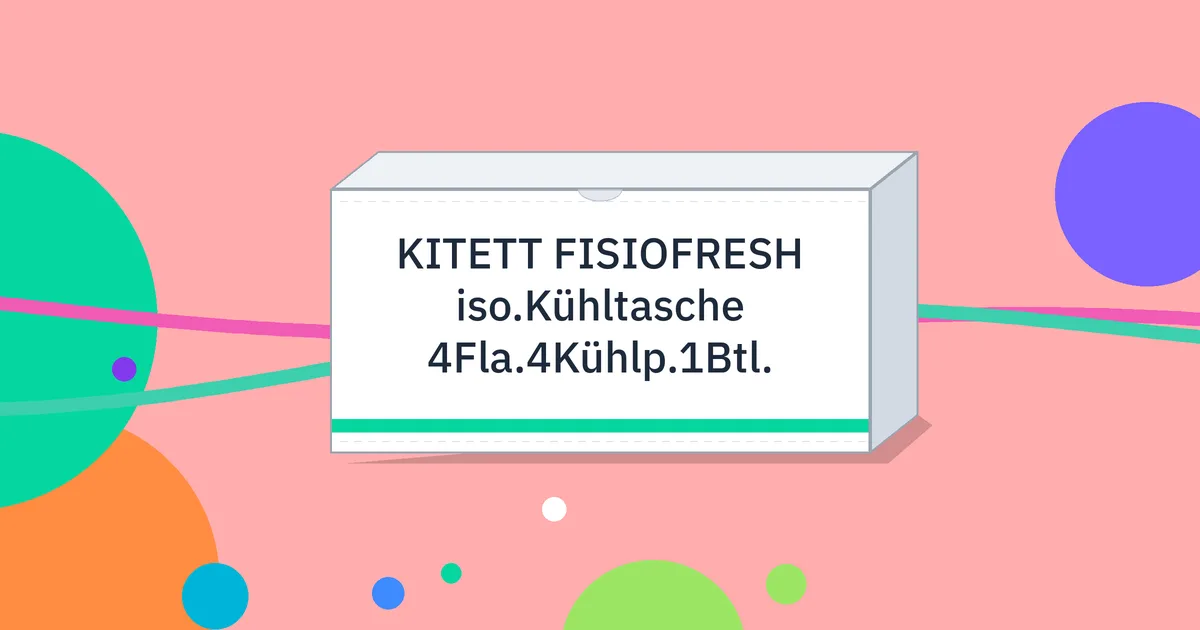Symbolbild: Packung mit der Aufschrift KITETT FISIOFRESH iso.Kühltasche 4Fla.4Kühlp.1Btl. (PZN 11155332) – Verfügbarkeit und Bezug in Apotheken in Frankfurt am Main