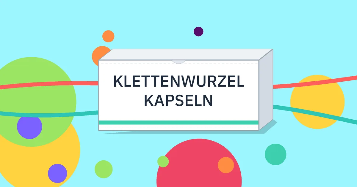 Symbolbild: Packung mit der Aufschrift KLETTENWURZEL KAPSELN (PZN 09279297) – Verfügbarkeit und Bezug in Apotheken in Frankfurt am Main