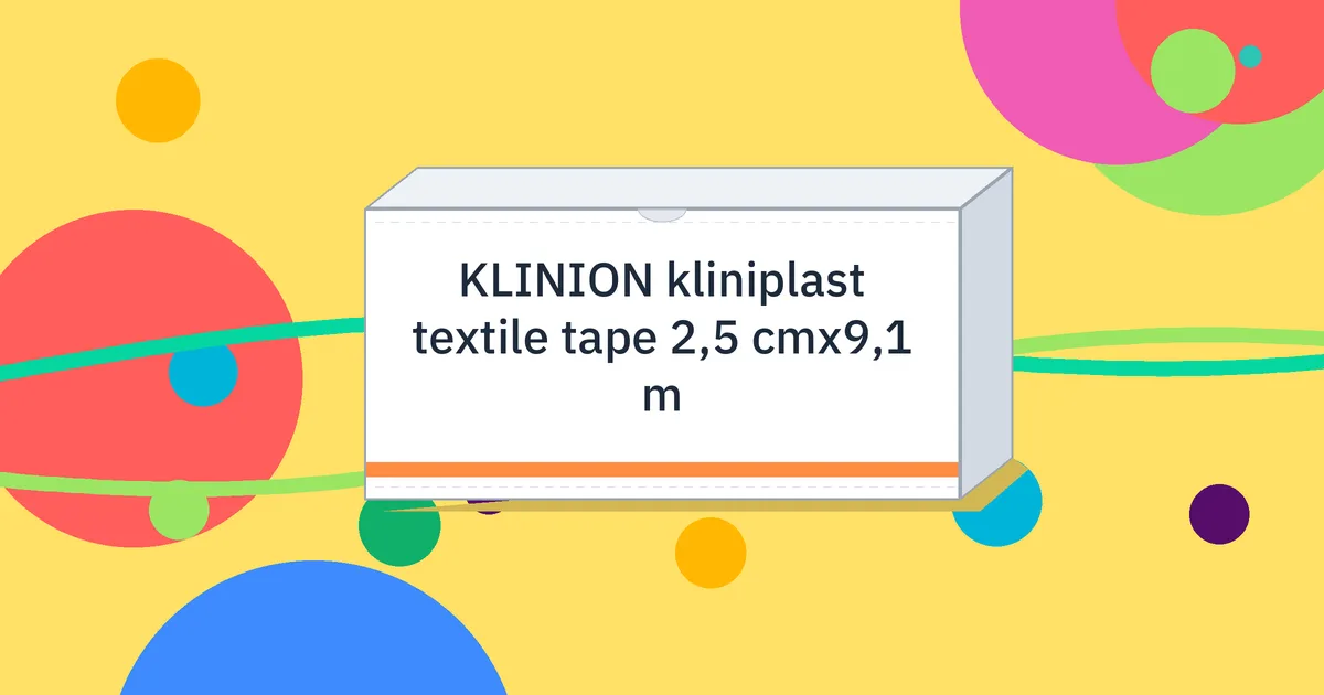 Symbolbild: Packung mit der Aufschrift KLINION kliniplast textile tape 2,5 cmx9,1 m (PZN 19519733) – Verfügbarkeit und Bezug in Apotheken in Frankfurt am Main