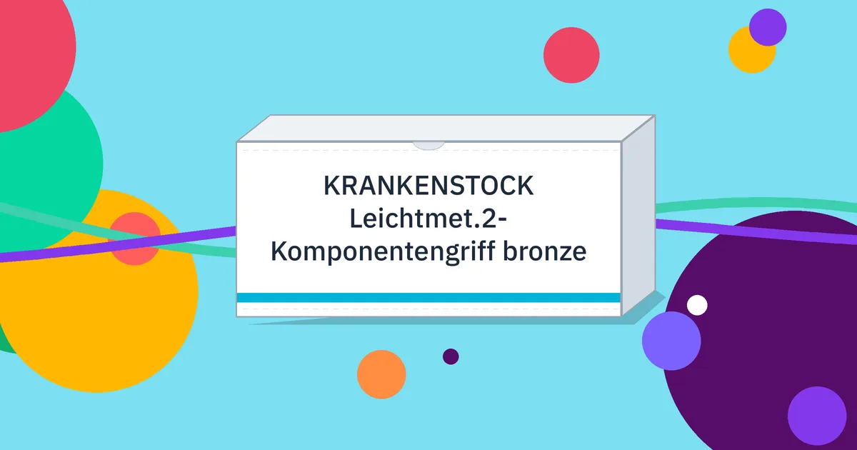 Symbolbild: Packung mit der Aufschrift KRANKENSTOCK Leichtmet.2-Komponentengriff bronze (PZN 04391894) – Verfügbarkeit und Bezug in Apotheken in Frankfurt am Main