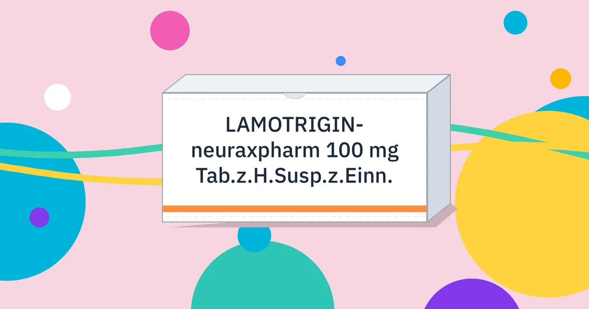 Symbolbild: Packung mit der Aufschrift LAMOTRIGIN-neuraxpharm 100 mg Tab.z.H.Susp.z.Einn. (PZN 00938462) – Verfügbarkeit und Bezug in Apotheken in Frankfurt am Main