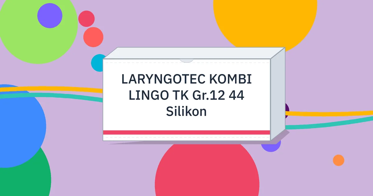 Symbolbild: Packung mit der Aufschrift LARYNGOTEC KOMBI LINGO TK Gr.12 44 Silikon (PZN 19186088) – Verfügbarkeit und Bezug in Apotheken in Frankfurt am Main