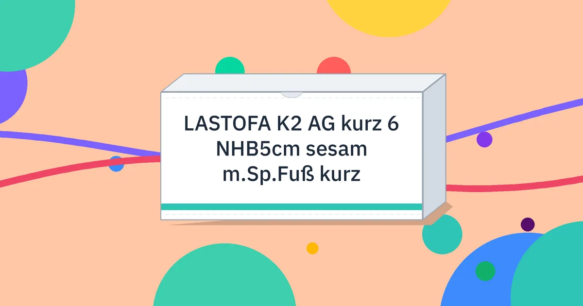 Symbolbild: Packung mit der Aufschrift LASTOFA K2 AG kurz 6 NHB5cm sesam m.Sp.Fuß kurz (PZN 13807827) – Verfügbarkeit und Bezug in Apotheken in Frankfurt am Main