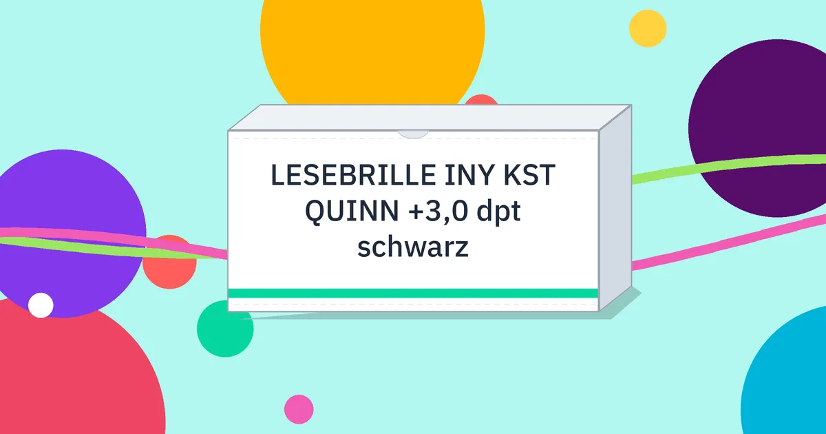 Symbolbild: Packung mit der Aufschrift LESEBRILLE INY KST QUINN +3,0 dpt schwarz (PZN 19941314) – Verfügbarkeit und Bezug in Apotheken in Frankfurt am Main