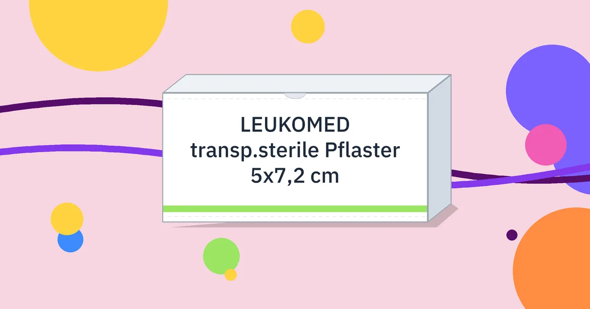 Symbolbild: Packung mit der Aufschrift LEUKOMED transp.sterile Pflaster 5x7,2 cm (PZN 01178935) – Verfügbarkeit und Bezug in Apotheken in Frankfurt am Main