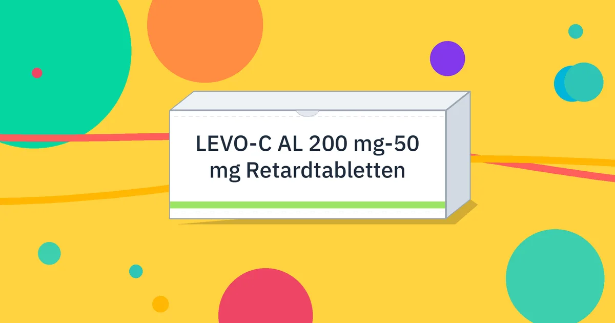 Symbolbild: Packung mit der Aufschrift LEVO-C AL 200 mg-50 mg Retardtabletten (PZN 03037794) – Verfügbarkeit und Bezug in Apotheken in Frankfurt am Main