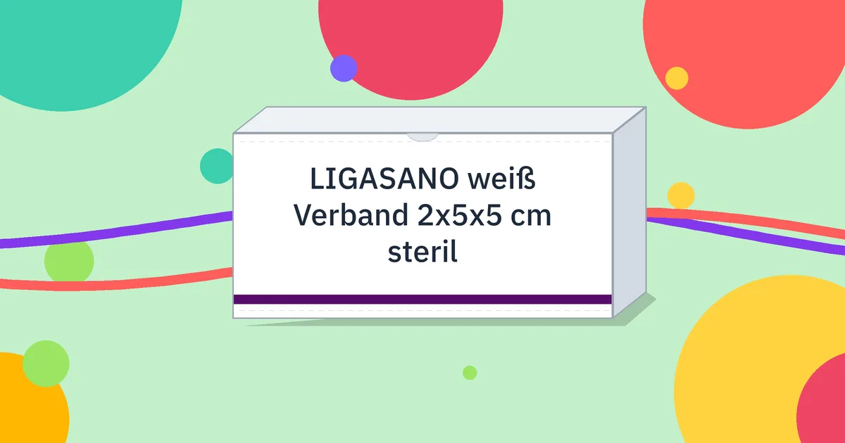 Symbolbild: Packung mit der Aufschrift LIGASANO weiß Verband 2x5x5 cm steril (PZN 20171956) – Verfügbarkeit und Bezug in Apotheken in Frankfurt am Main