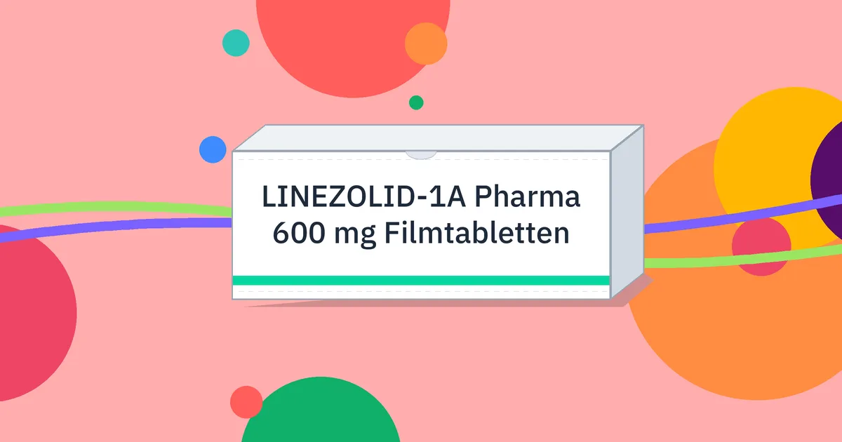 Symbolbild: Packung mit der Aufschrift LINEZOLID-1A Pharma 600 mg Filmtabletten (PZN 11279873) – Verfügbarkeit und Bezug in Apotheken in Frankfurt am Main