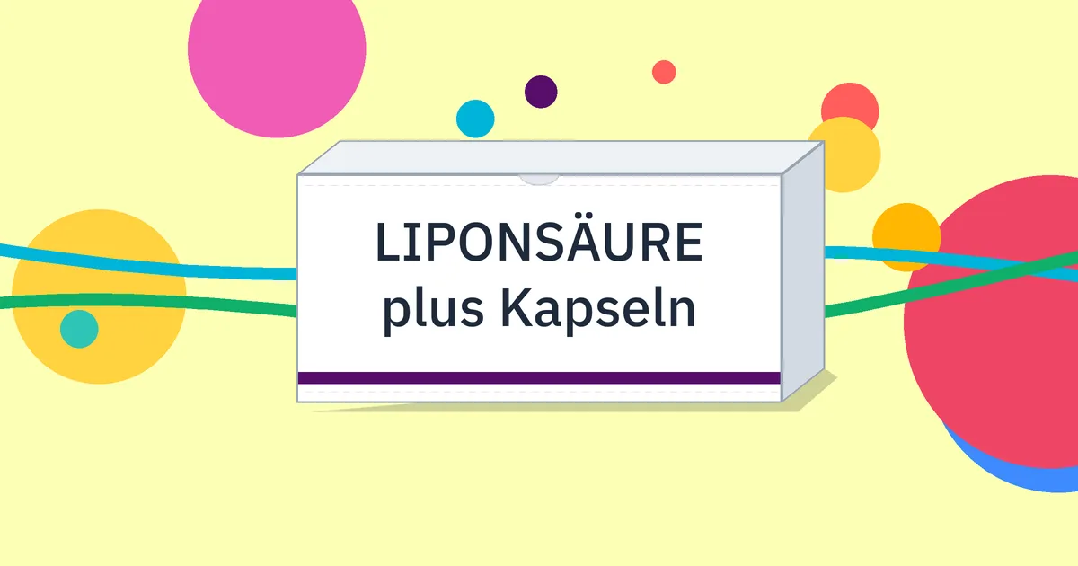 Symbolbild: Packung mit der Aufschrift LIPONSÄURE plus Kapseln (PZN 00694439) – Verfügbarkeit und Bezug in Apotheken in Frankfurt am Main
