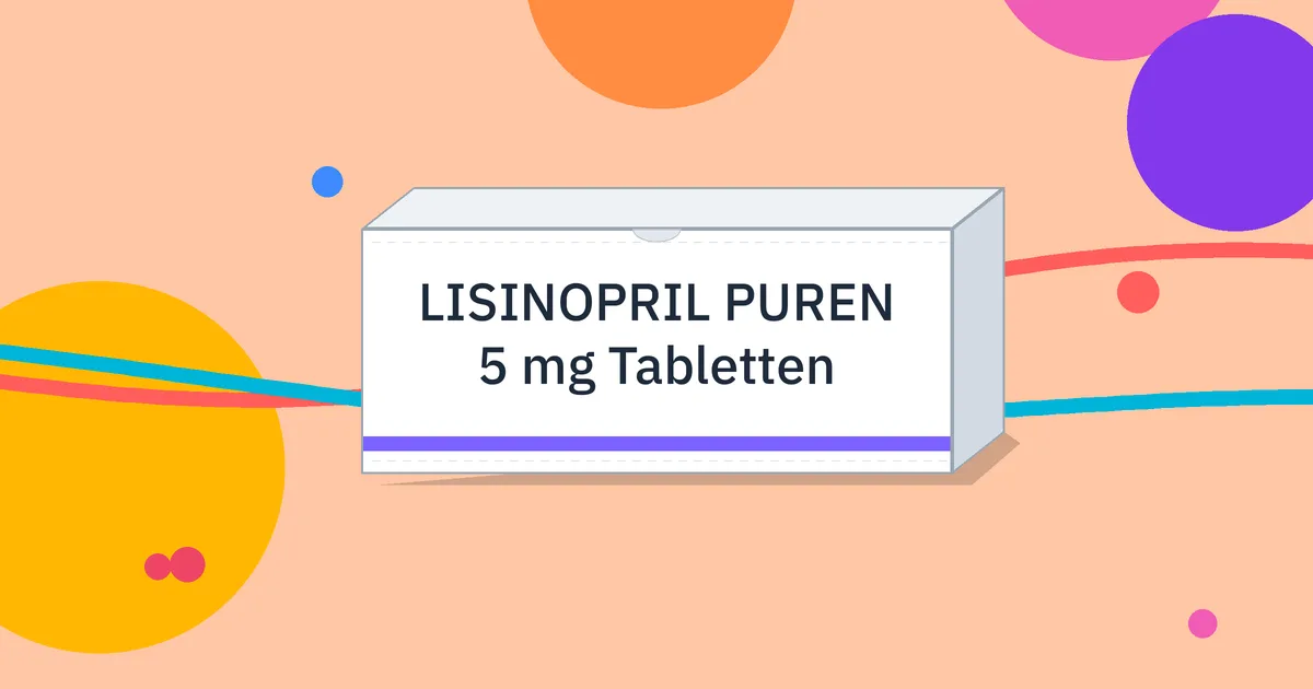 Symbolbild: Packung mit der Aufschrift LISINOPRIL PUREN 5 mg Tabletten (PZN 13706262) – Verfügbarkeit und Bezug in Apotheken in Frankfurt am Main