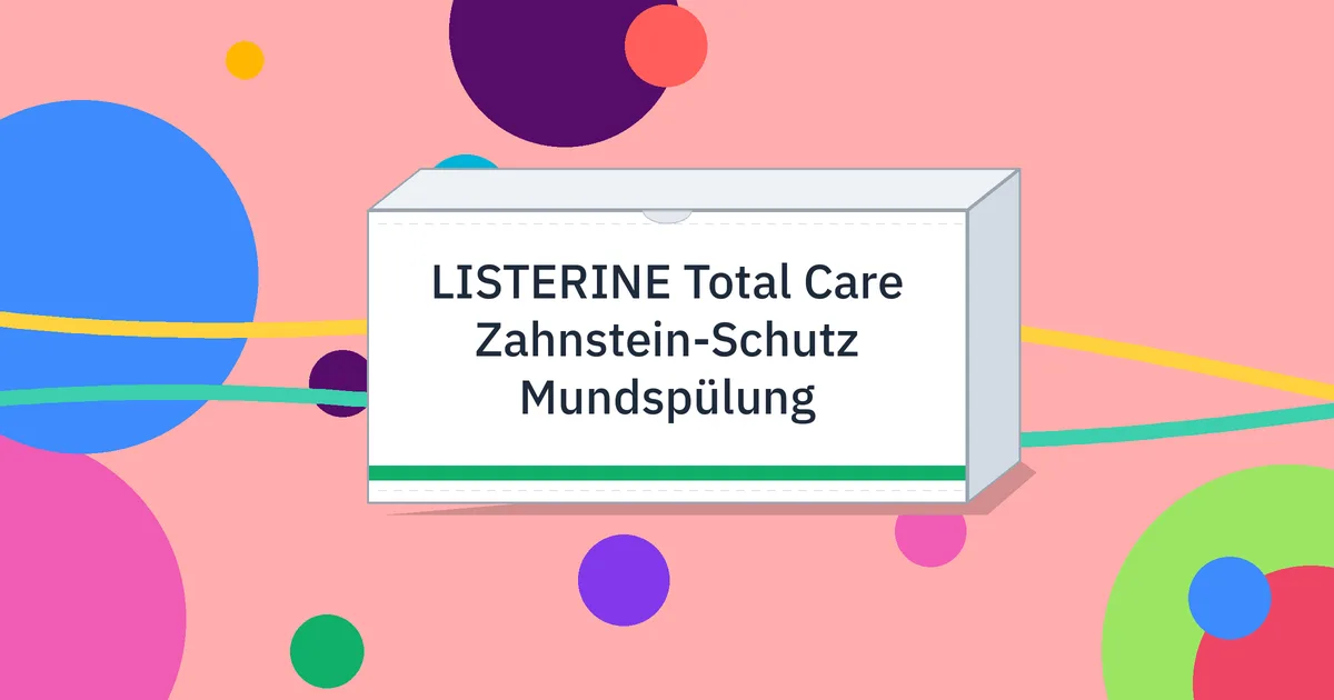 Symbolbild: Packung mit der Aufschrift LISTERINE Total Care Zahnstein-Schutz Mundspülung (PZN 17395907) – Verfügbarkeit und Bezug in Apotheken in Frankfurt am Main
