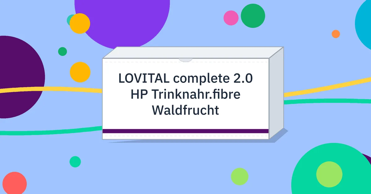 Symbolbild: Packung mit der Aufschrift LOVITAL complete 2.0 HP Trinknahr.fibre Waldfrucht (PZN 19442545) – Verfügbarkeit und Bezug in Apotheken in Frankfurt am Main