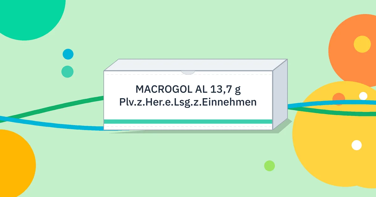 Symbolbild: Packung mit der Aufschrift MACROGOL AL 13,7 g Plv.z.Her.e.Lsg.z.Einnehmen (PZN 14372314) – Verfügbarkeit und Bezug in Apotheken in Frankfurt am Main