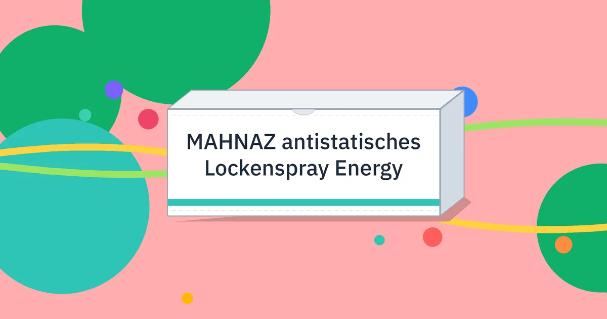 Symbolbild: Packung mit der Aufschrift MAHNAZ antistatisches Lockenspray Energy (PZN 16139059) – Verfügbarkeit und Bezug in Apotheken in Frankfurt am Main