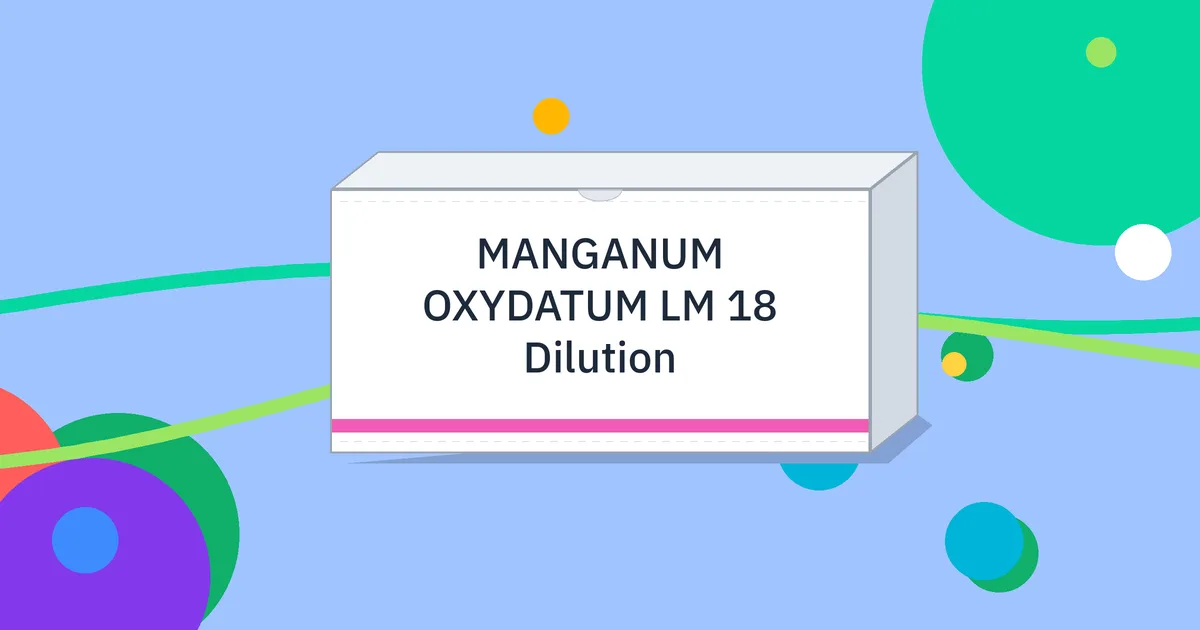 Symbolbild: Packung mit der Aufschrift MANGANUM OXYDATUM LM 18 Dilution (PZN 12944692) – Verfügbarkeit und Bezug in Apotheken in Frankfurt am Main