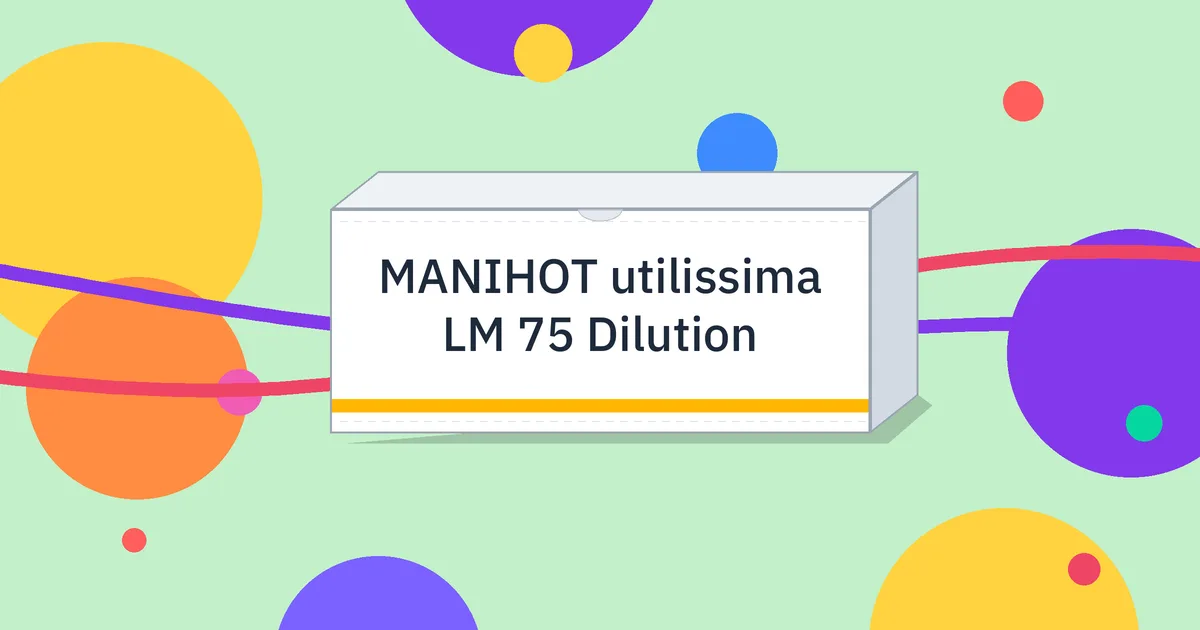 Symbolbild: Packung mit der Aufschrift MANIHOT utilissima LM 75 Dilution (PZN 13601221) – Verfügbarkeit und Bezug in Apotheken in Frankfurt am Main