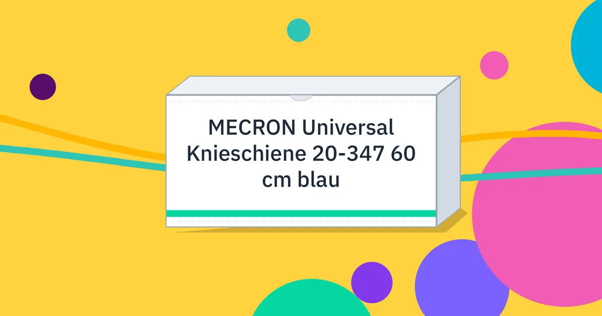 Symbolbild: Packung mit der Aufschrift MECRON Universal Knieschiene 20-347 60 cm blau (PZN 02909074) – Verfügbarkeit und Bezug in Apotheken in Frankfurt am Main