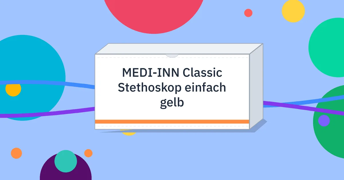 Symbolbild: Packung mit der Aufschrift MEDI-INN Classic Stethoskop einfach gelb (PZN 18658094) – Verfügbarkeit und Bezug in Apotheken in Frankfurt am Main