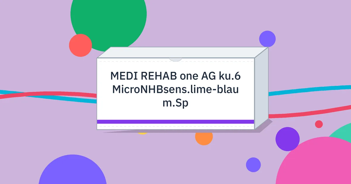 Symbolbild: Packung mit der Aufschrift MEDI REHAB one AG ku.6 MicroNHBsens.lime-blau m.Sp (PZN 18898272) – Verfügbarkeit und Bezug in Apotheken in Frankfurt am Main