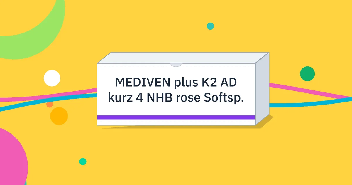 Symbolbild: Packung mit der Aufschrift MEDIVEN plus K2 AD kurz 4 NHB rose Softsp. (PZN 15925264) – Verfügbarkeit und Bezug in Apotheken in Frankfurt am Main