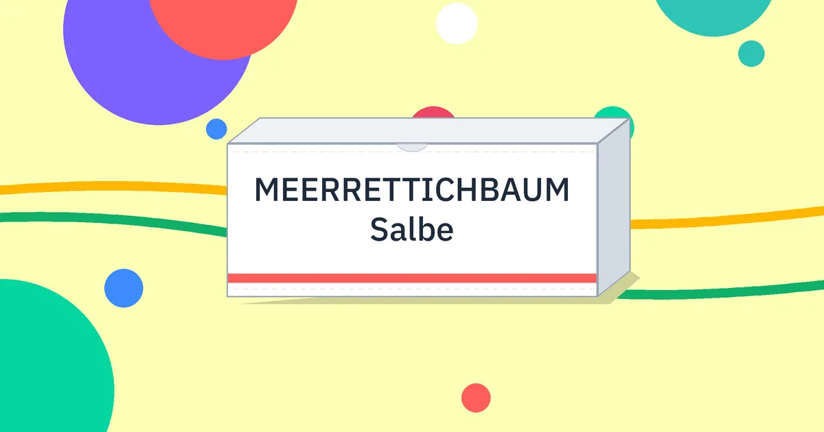 Symbolbild: Packung mit der Aufschrift MEERRETTICHBAUM Salbe (PZN 18760243) – Verfügbarkeit und Bezug in Apotheken in Frankfurt am Main