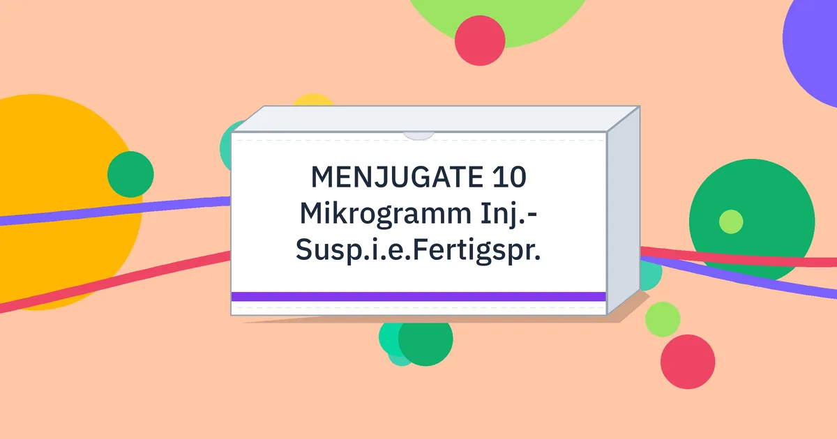 Symbolbild: Packung mit der Aufschrift MENJUGATE 10 Mikrogramm Inj.-Susp.i.e.Fertigspr. (PZN 12459034) – Verfügbarkeit und Bezug in Apotheken in Frankfurt am Main