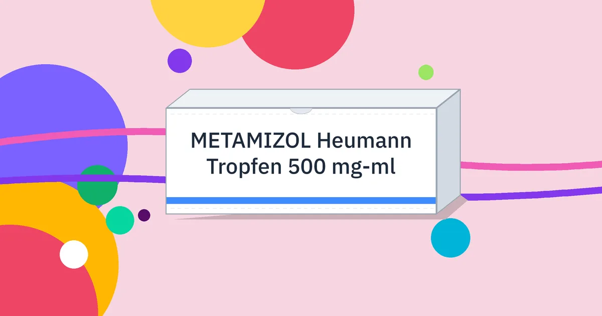 Symbolbild: Packung mit der Aufschrift METAMIZOL Heumann Tropfen 500 mg-ml (PZN 10065124) – Verfügbarkeit und Bezug in Apotheken in Frankfurt am Main