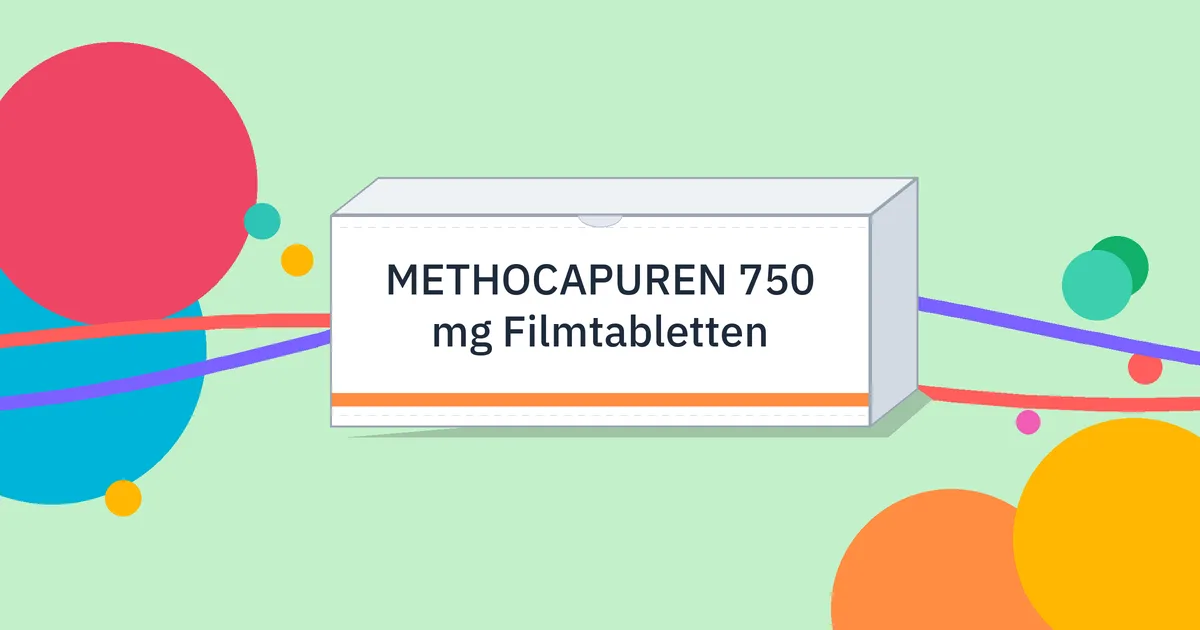 Symbolbild: Packung mit der Aufschrift METHOCAPUREN 750 mg Filmtabletten (PZN 18428394) – Verfügbarkeit und Bezug in Apotheken in Frankfurt am Main