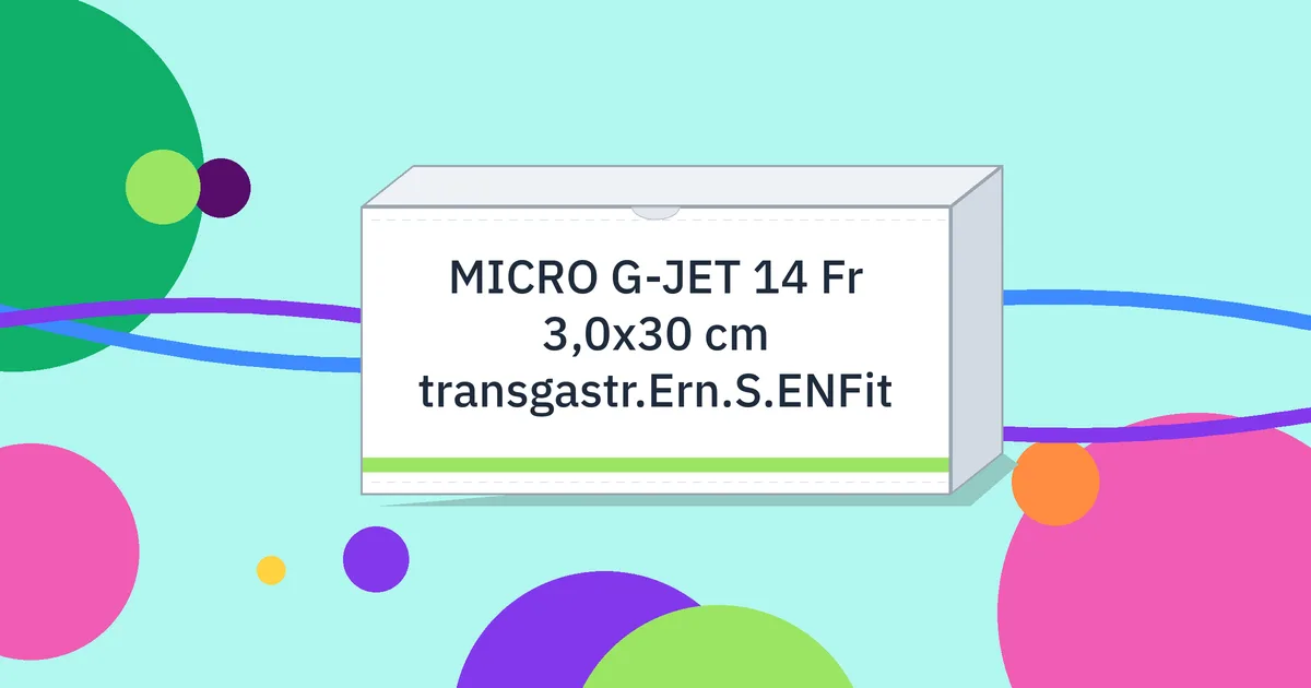 Symbolbild: Packung mit der Aufschrift MICRO G-JET 14 Fr 3,0x30 cm transgastr.Ern.S.ENFit (PZN 17818710) – Verfügbarkeit und Bezug in Apotheken in Frankfurt am Main